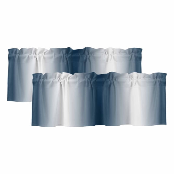 2 Panels Dark Blue White Ombre Valance for Windows, Abstract Art Modern ...