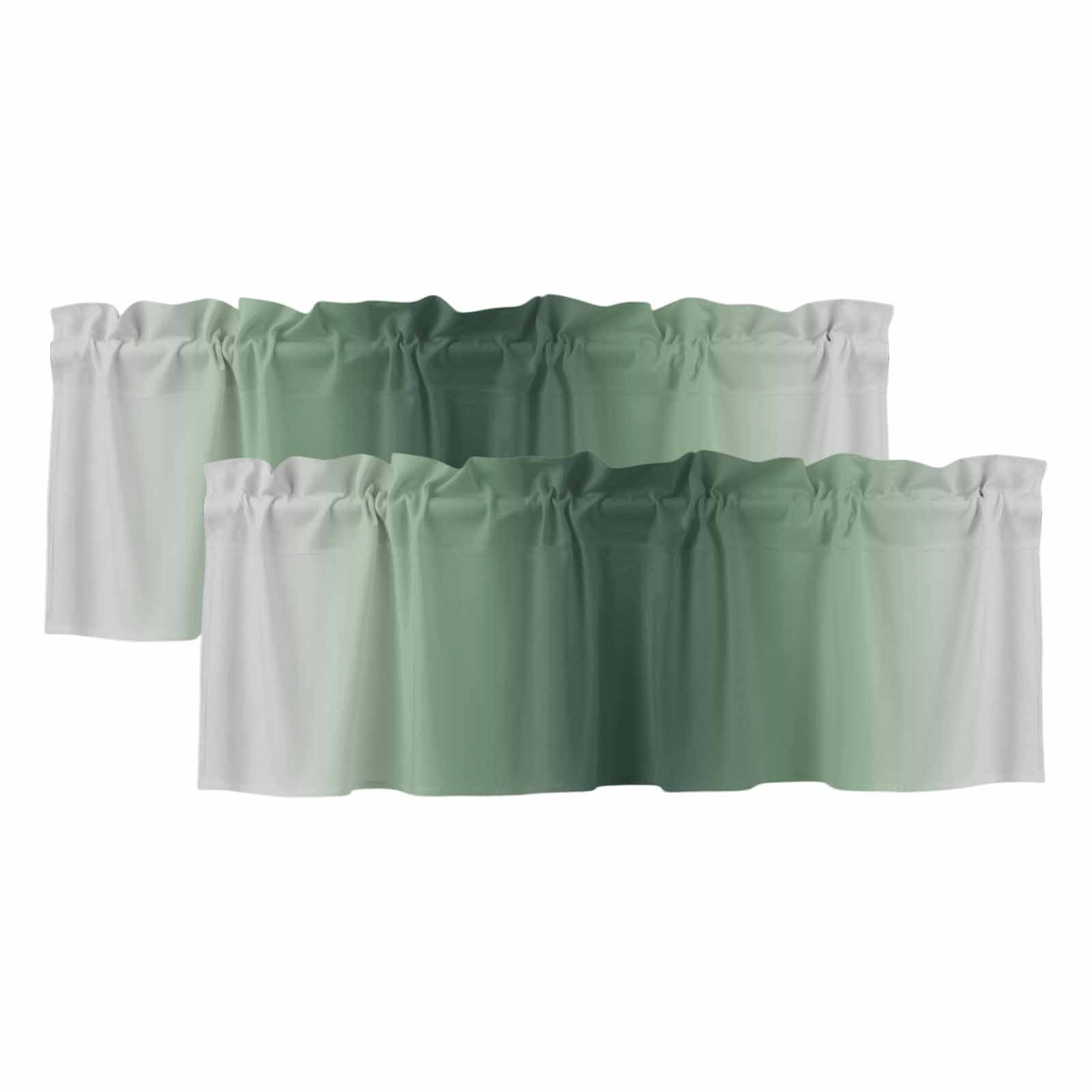 2 Panels Deep Green Grey Ombre Valance for Windows, Modern Abstract Art ...