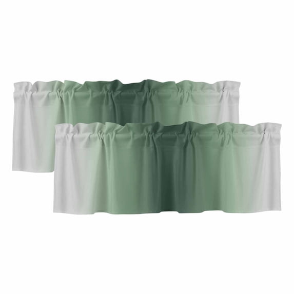 2 Panels Deep Green Grey Ombre Valance for Windows, Modern Abstract Art ...