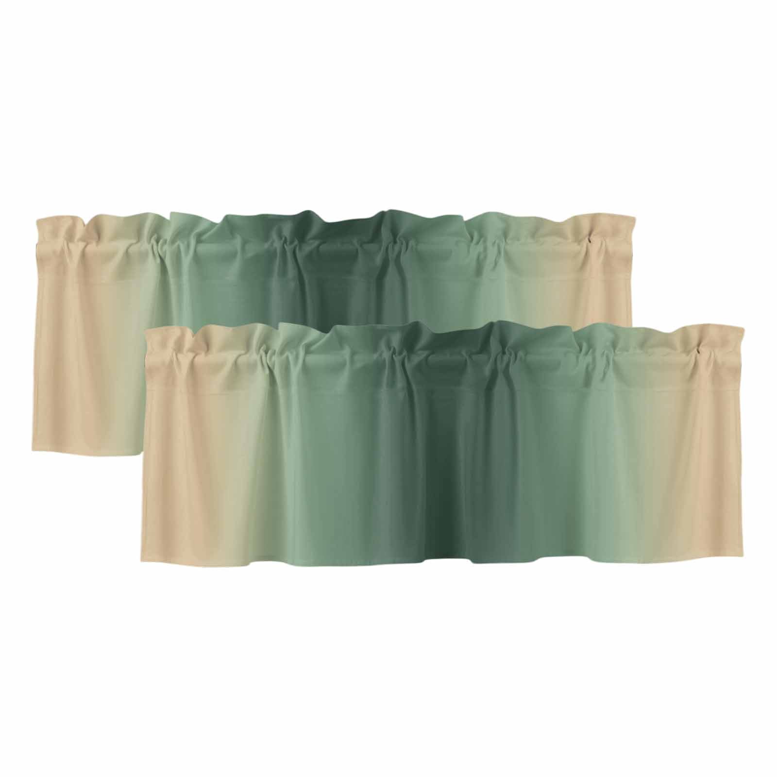 2 Panels Deep Green Khaki Ombre Valance for Windows, Modern Abstract ...