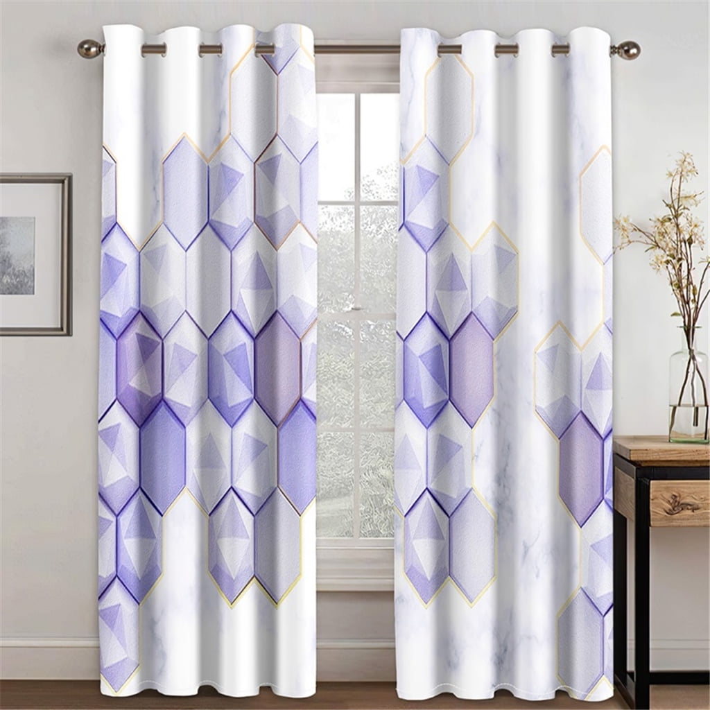2 Panels Diamond Pattern Square 3D Shape Color Curtains Living Room ...