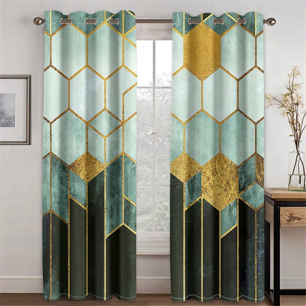 2 Panels Diamond Pattern Square 3D Shape Color Curtains Living Room ...