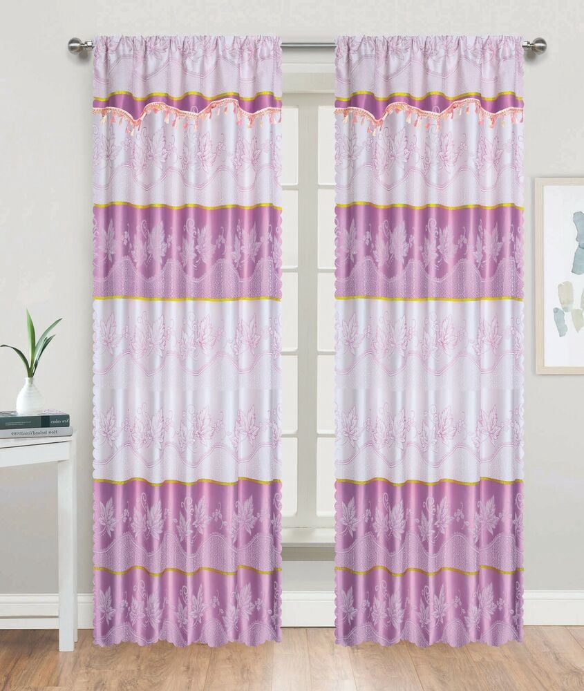 2 Panels Embossed Maple Rod Pocket Window Curtain Panel Drape with ...
