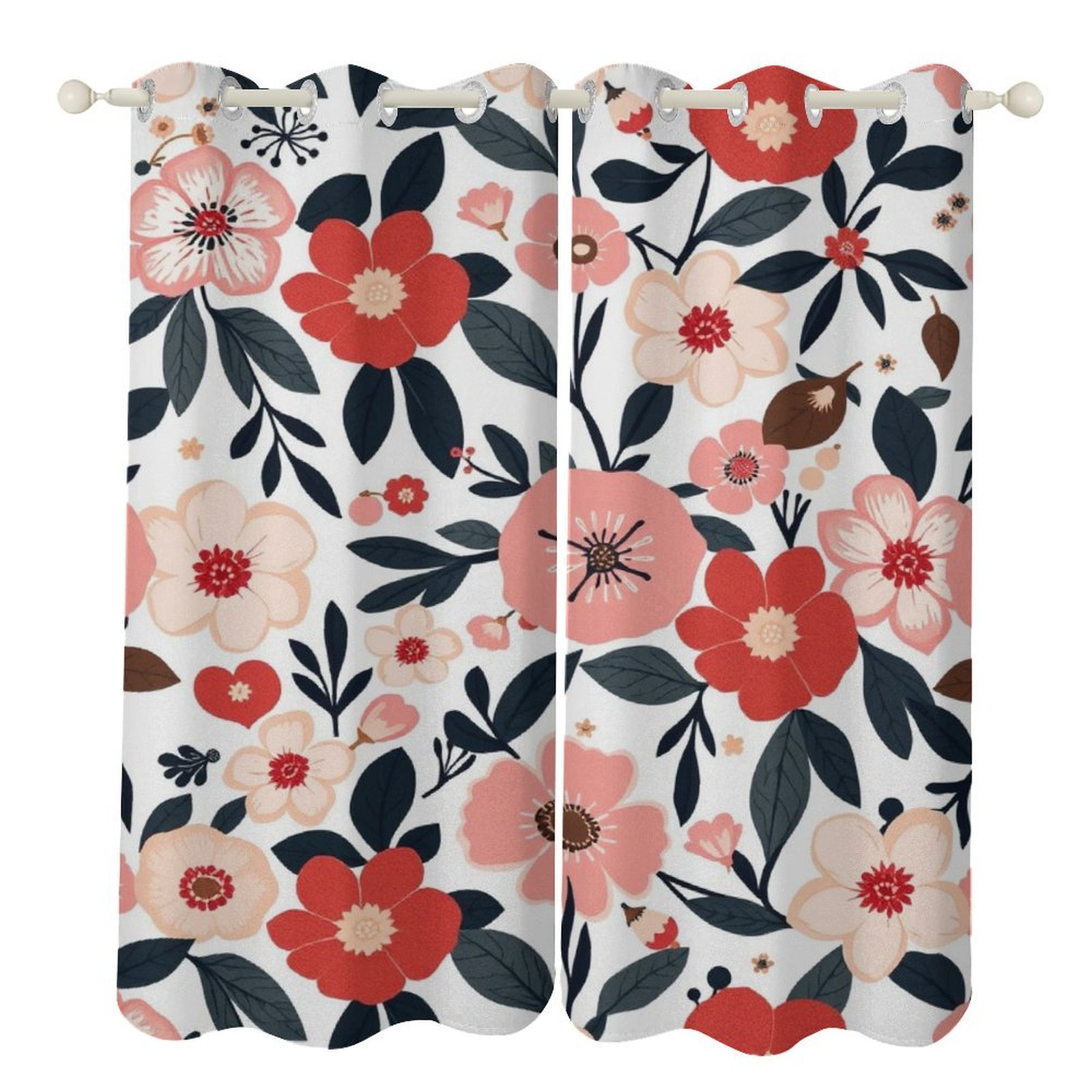 2 Panels Floral Seamless Pattern Curtains for Bedroom Living Room ...