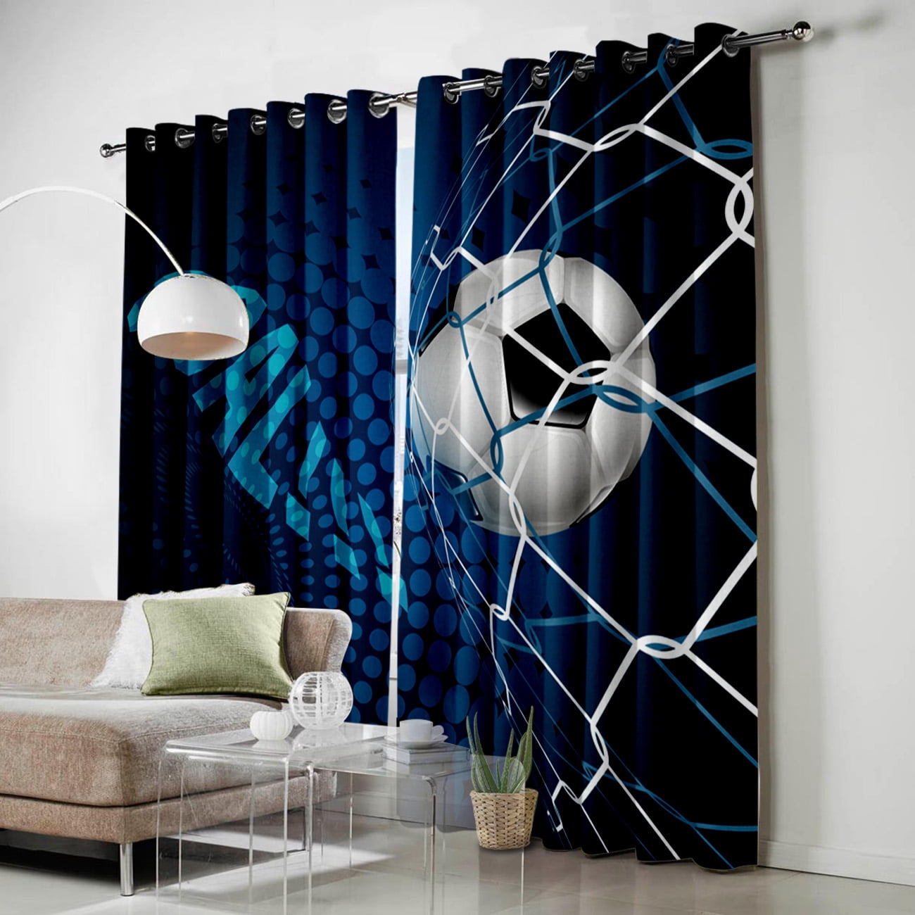 2 Panels Football Graffiti Art Design Sports Children Shading Polyester ...