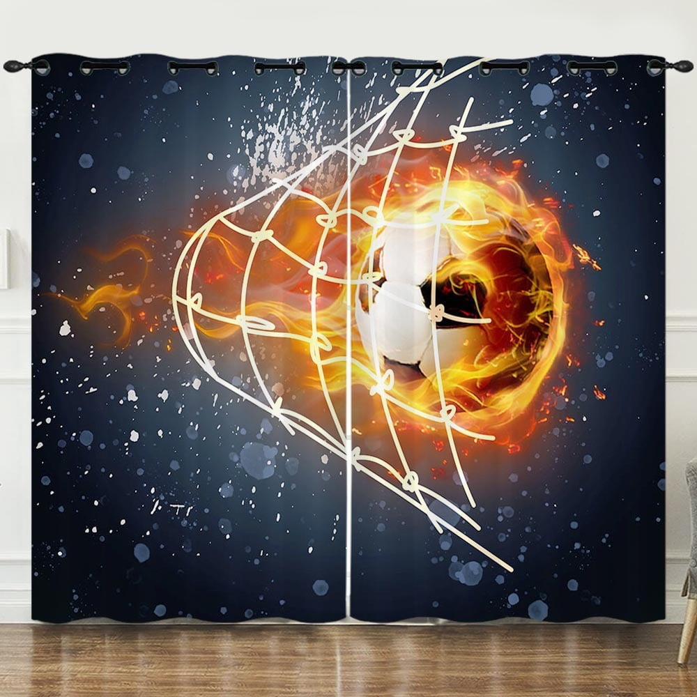 2 Panels Football Graffiti Art Design Sports Children Shading Polyester ...