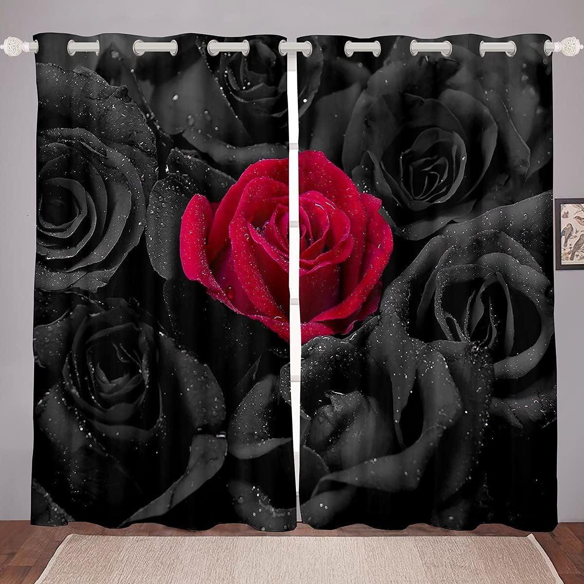 2 Panels Gothic Skull Curtain Halloween Themed Darkening Window Dreapes ...