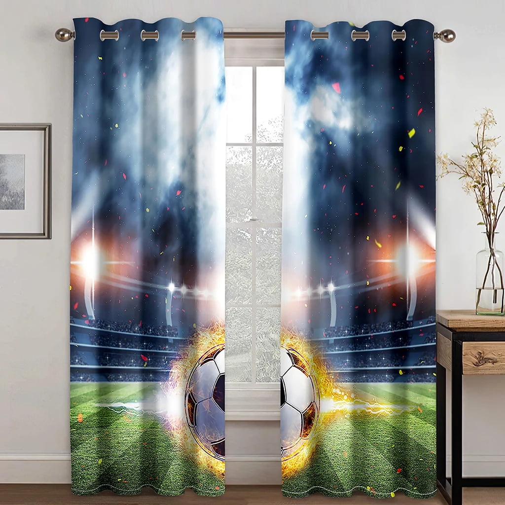 2 Panels Graffiti Soccer Football Sports Free Shipping Window Curtains ...
