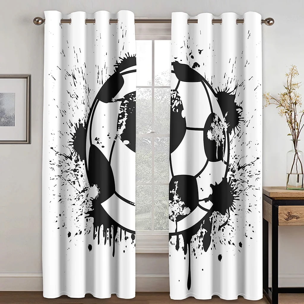 2 Panels Graffiti Soccer Football Sports Free Shipping Window Curtains ...