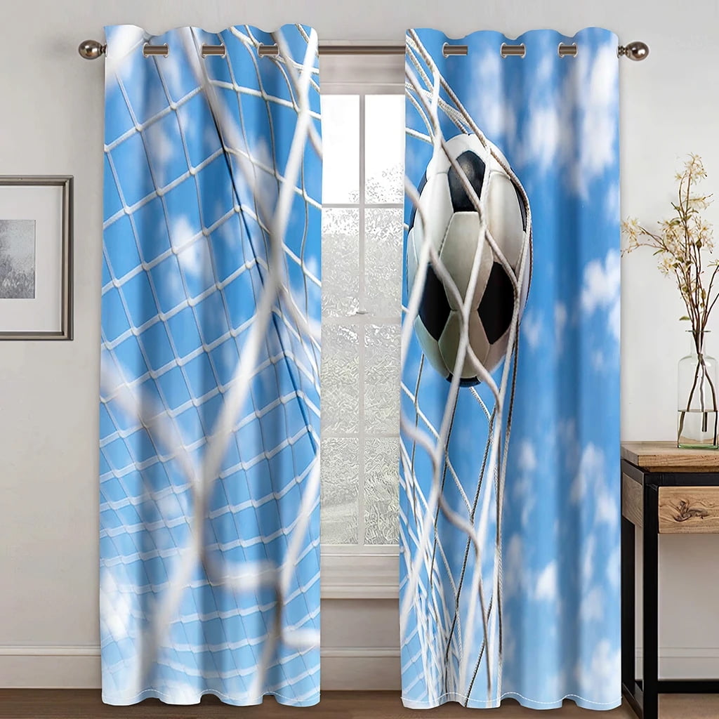 2 Panels Graffiti Soccer Football Sports Free Shipping Window Curtains ...