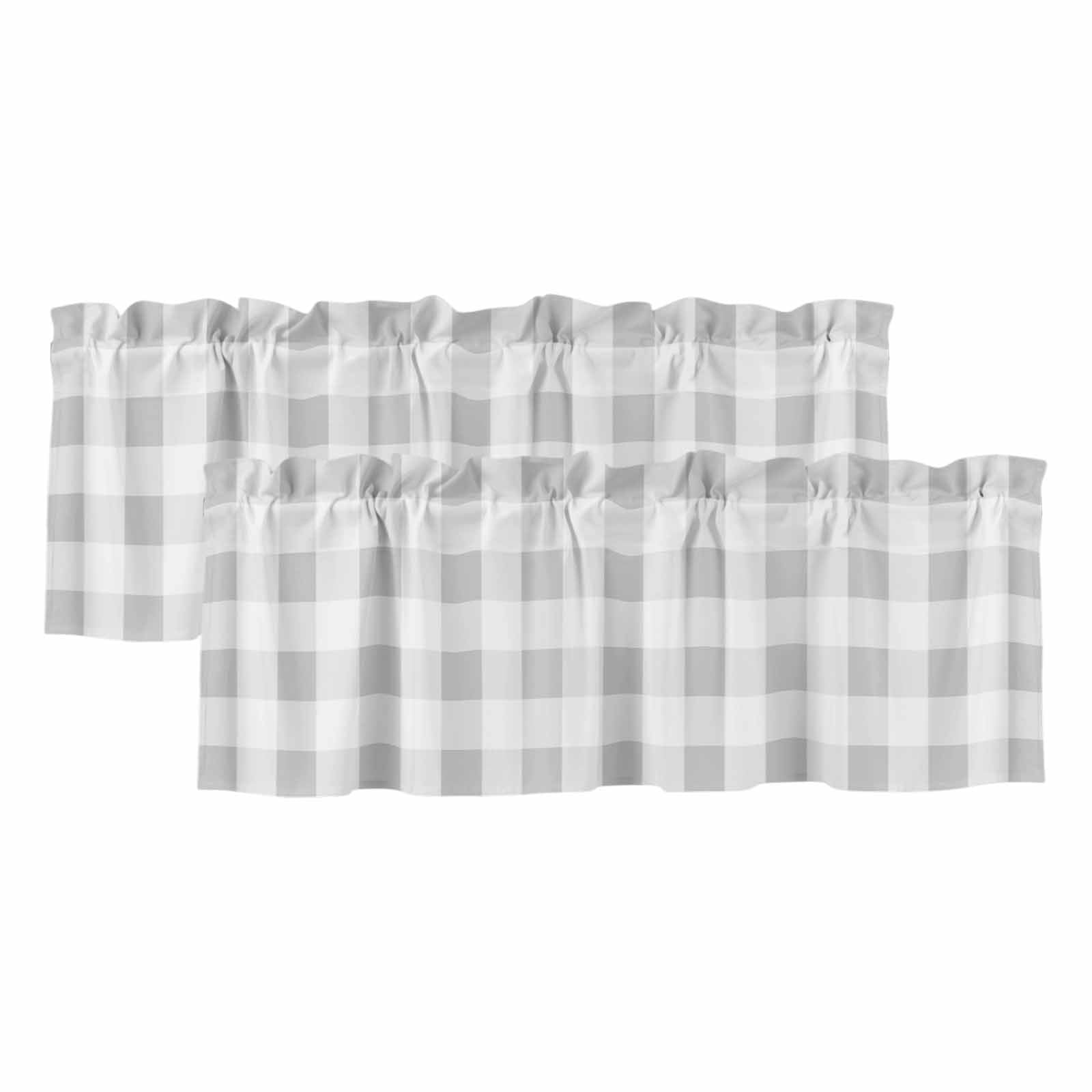 2 Panels Grey White Buffalo Check Valance for Windows, Farmhouse Plaid ...