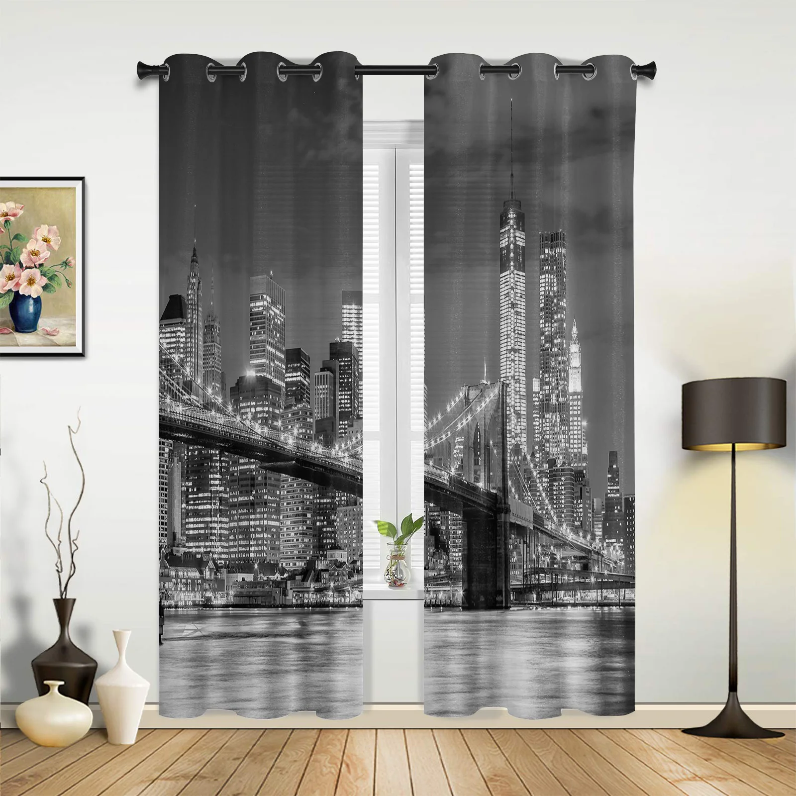2 Panels Halloween Architecture Horror Night Curtains for Bedroom ...