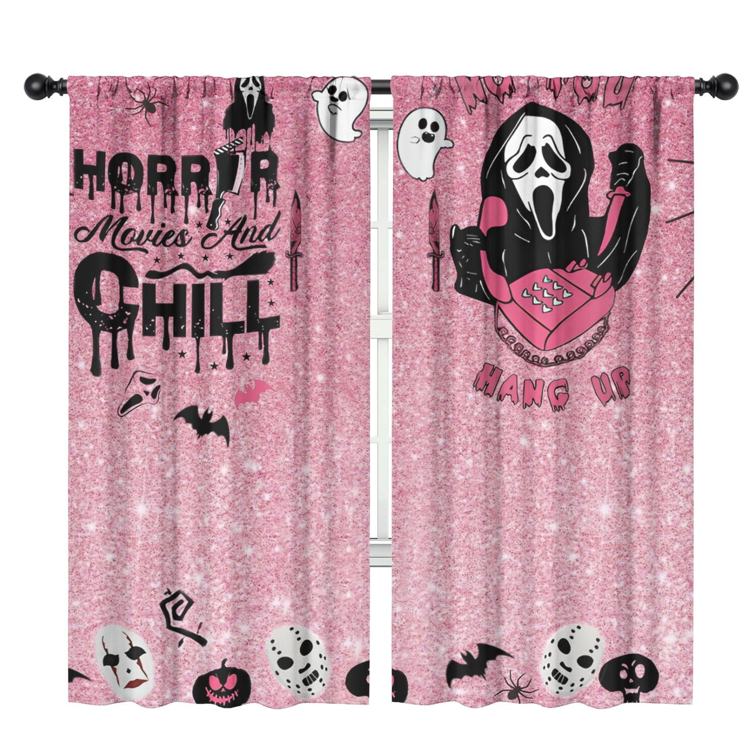 2 Panels Halloween Ghostface Print Pattern Nursery Curtains Boys Girls ...