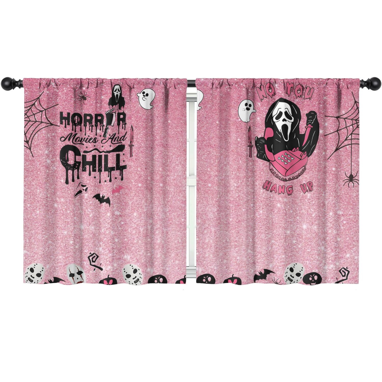 2 Panels Halloween Ghostface Print Pattern Nursery Curtains Boys Girls ...