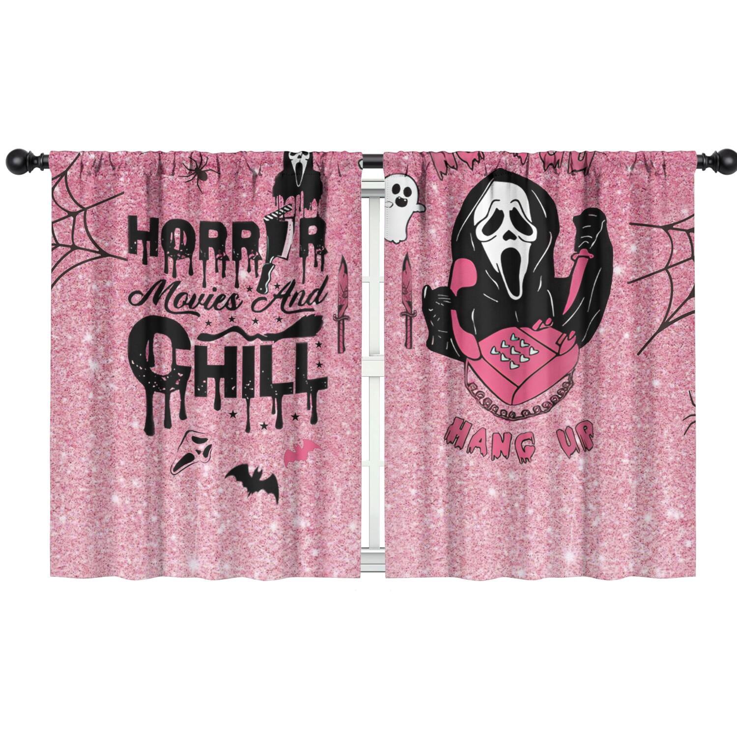 2 Panels Halloween Ghostface Print Pattern Nursery Curtains Boys Girls ...