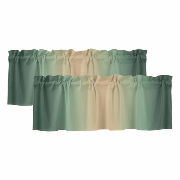 2 Panels Khaki Deep Green Ombre Valance for Windows, Modern Abstract ...