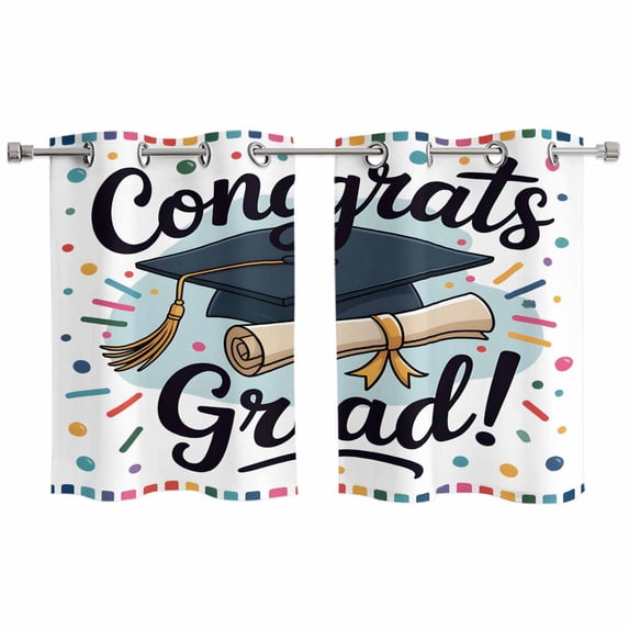 2 Panels Kitchen Tier Curtains 39 Inch Length, Black Blue Graduation ...
