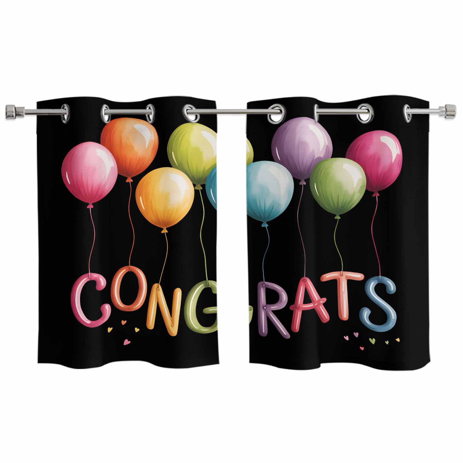 2 Panels Kitchen Tier Curtains 39 Inch Length, Colorful Balloon ...