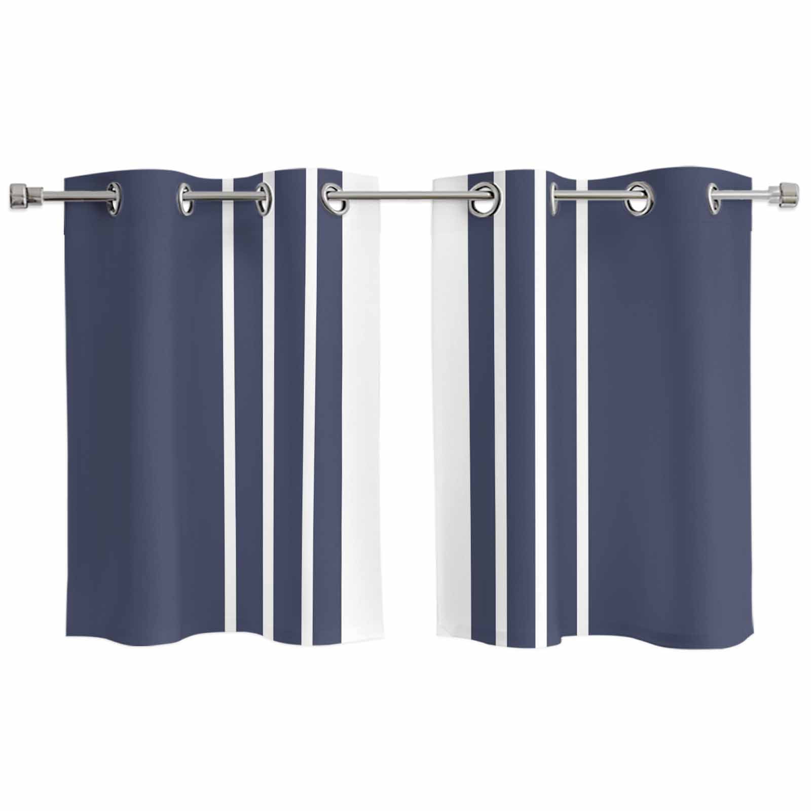 2 Panels Kitchen Tier Curtains 39 Inch Length, Vintage Striped Grommets ...