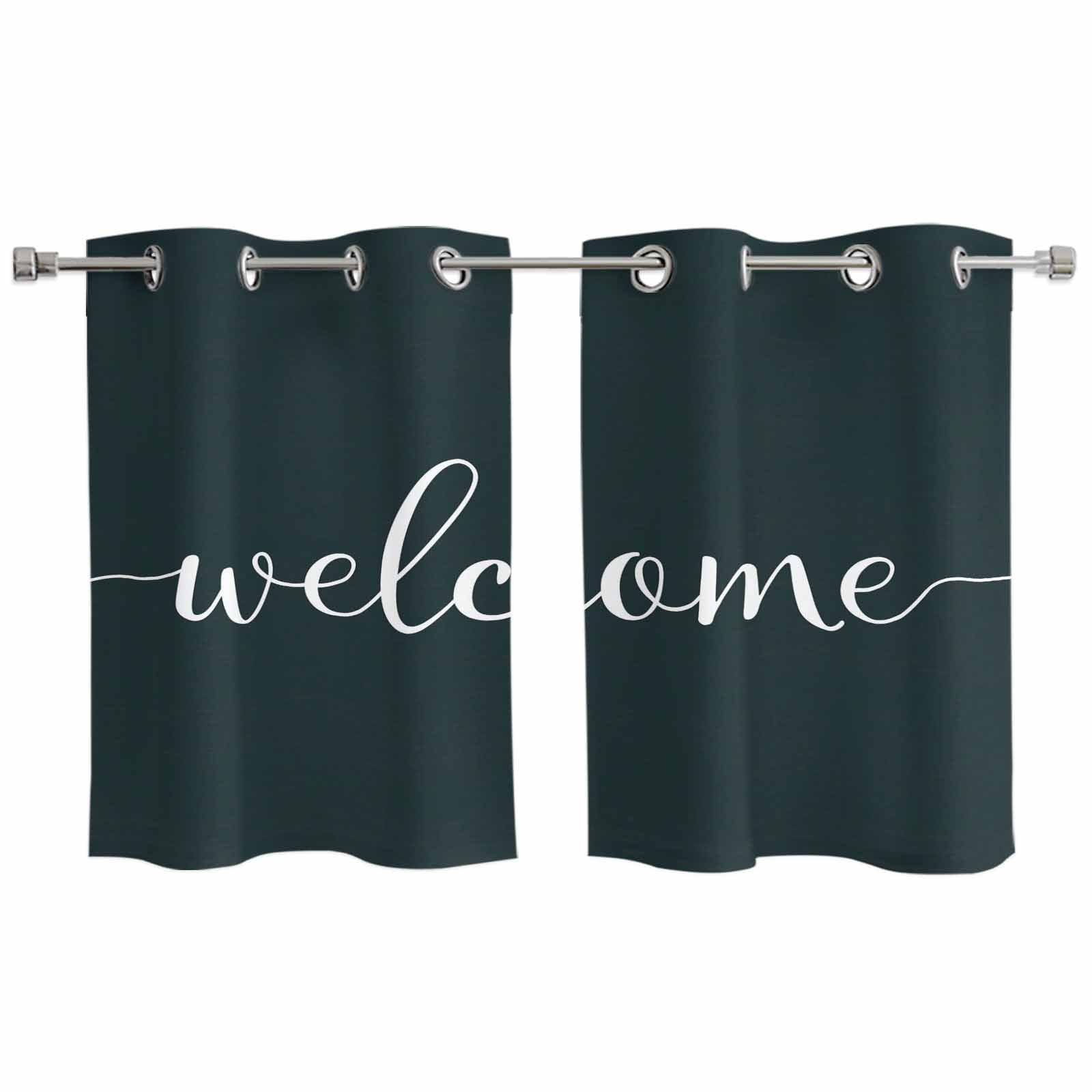2 Panels Kitchen Tier Curtains 39 Inch Length, Welcome Grommets Window ...