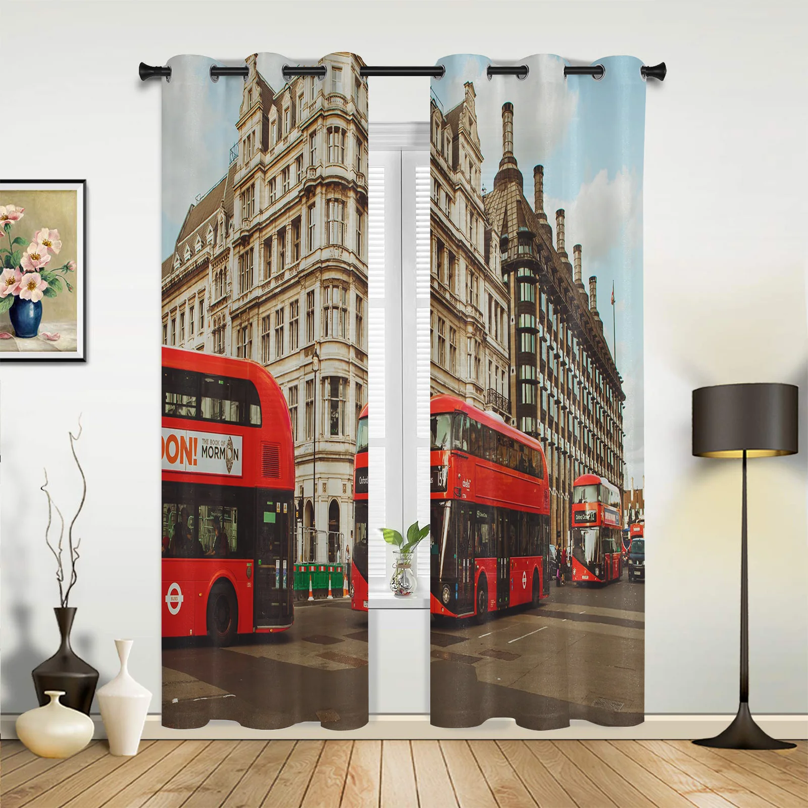 2 Panels London Telephone Booth Curtains for Bedroom Living Room Drapes ...
