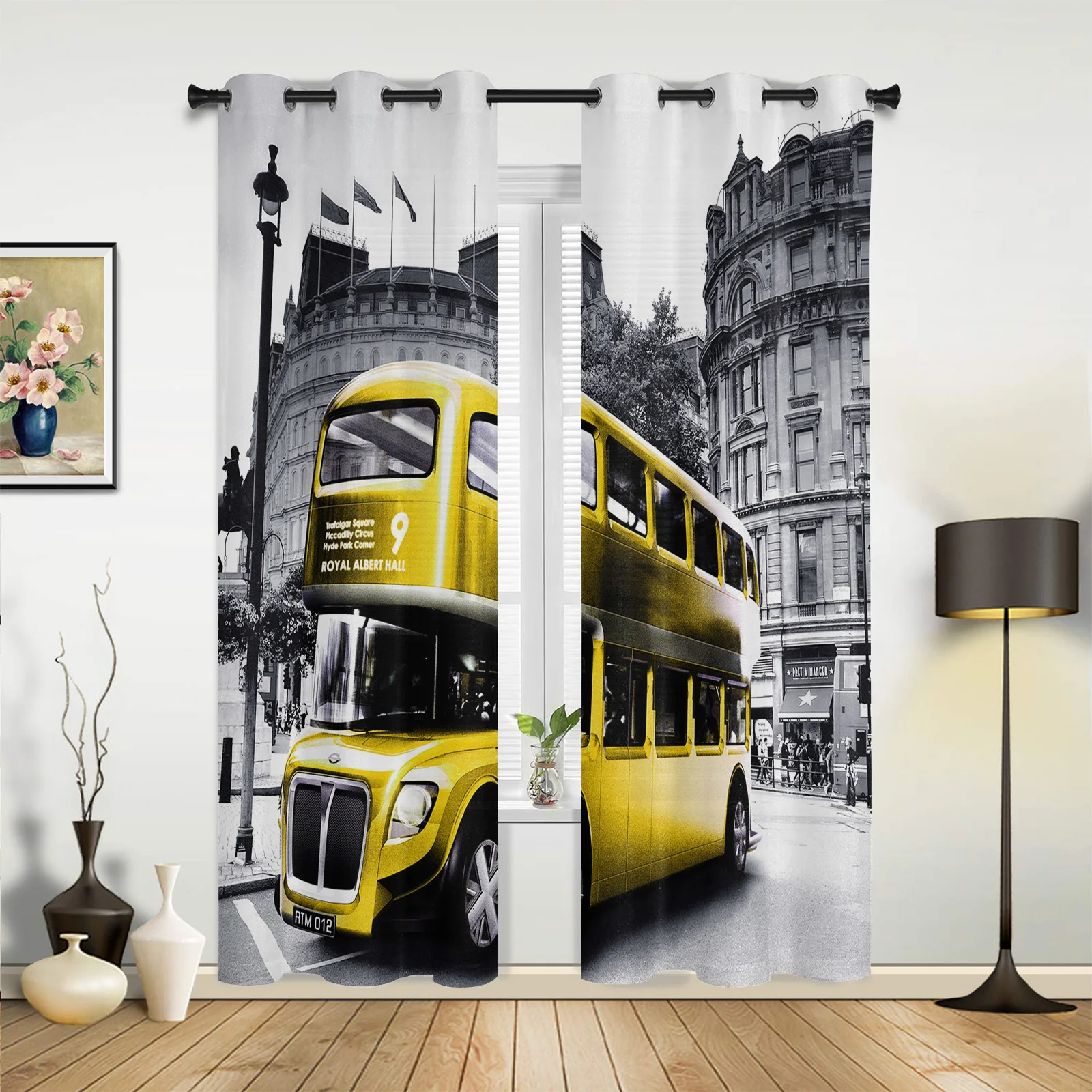 2 Panels London Telephone Booth Curtains for Bedroom Living Room Drapes ...