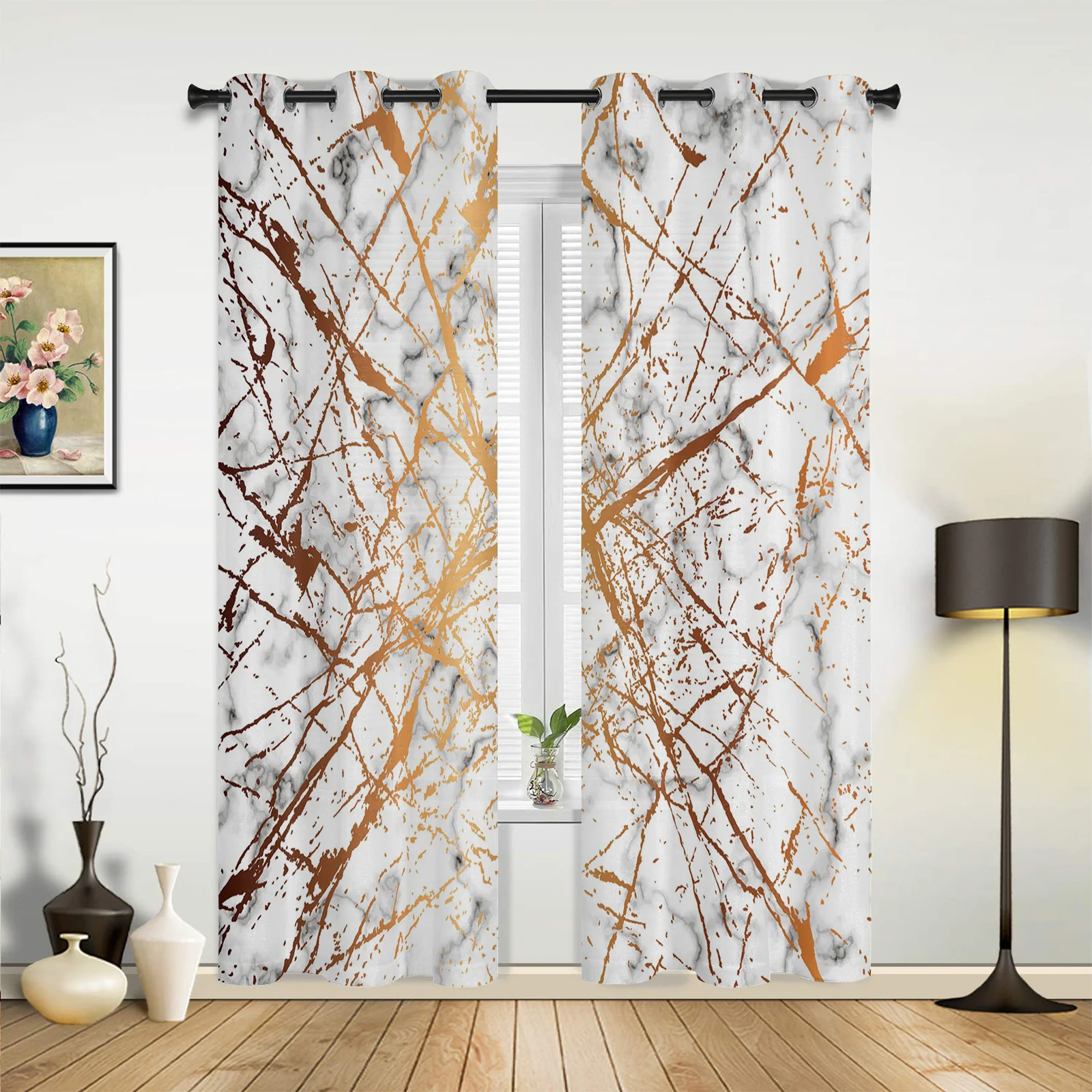 2 Panels Marble Curtains for Bedroom Living Room Drapes Kitchen ...