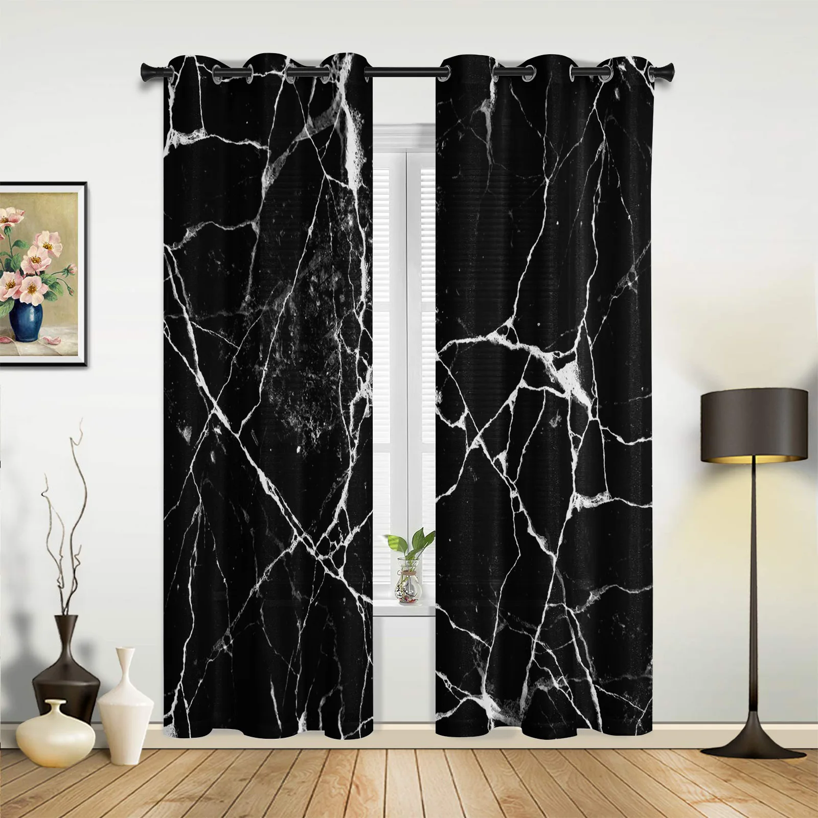 2 Panels Marble Curtains for Bedroom Living Room Drapes Kitchen ...