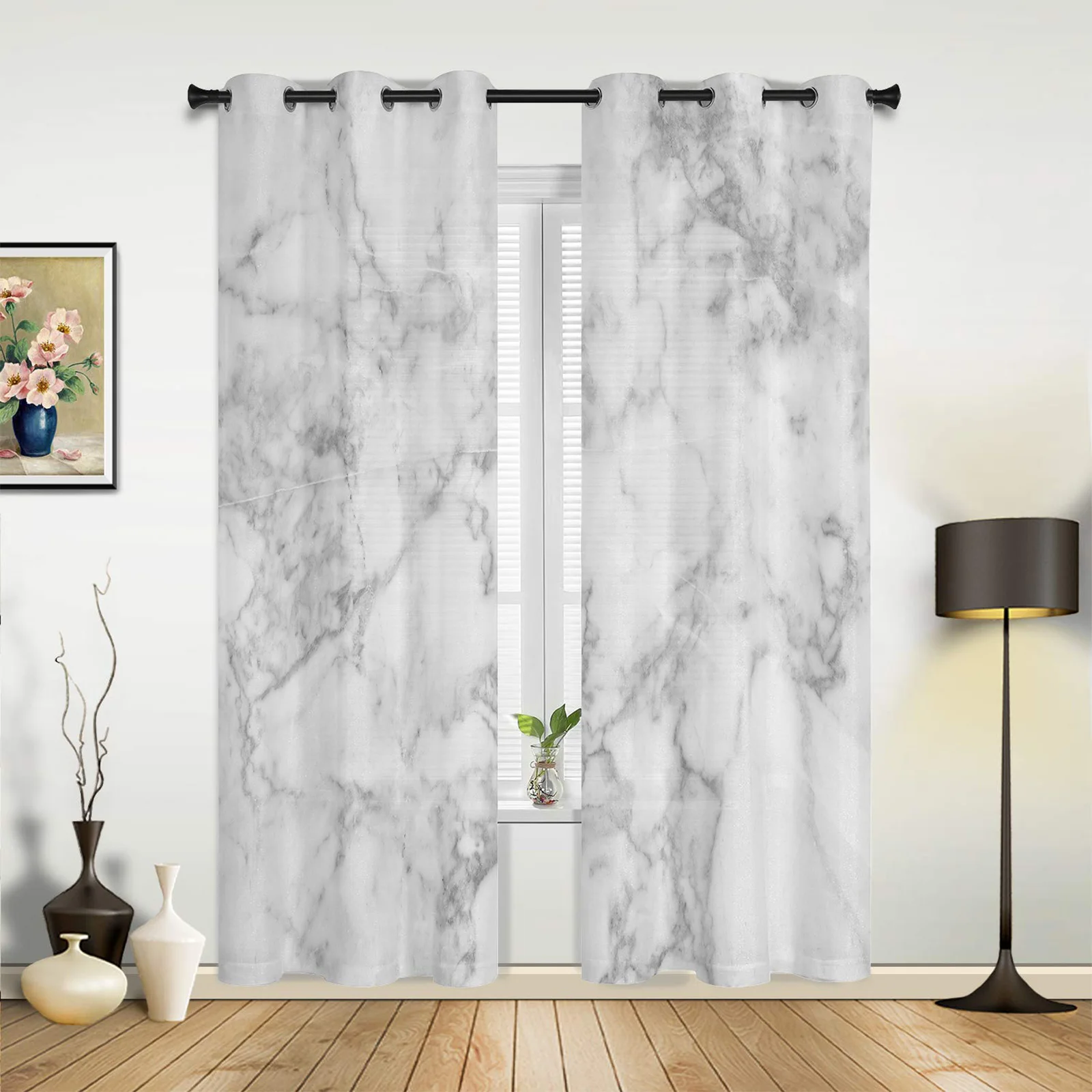 2 Panels Marble Curtains for Bedroom Living Room Drapes Kitchen ...