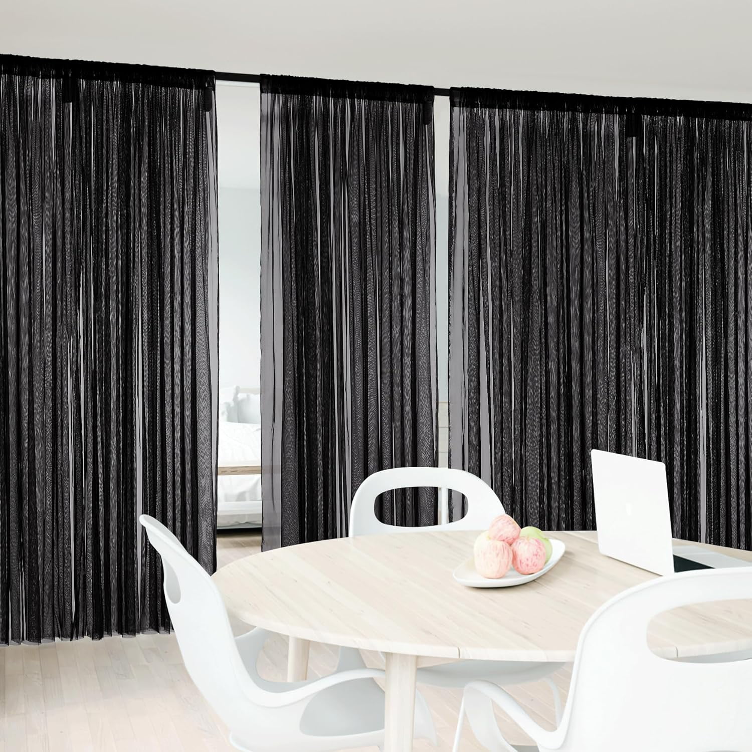 2 Panels Mesh Screen for Patio Porch, Rod Pocket Waterproof Outdoor ...