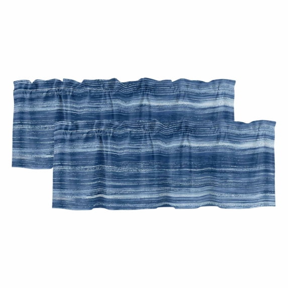 2 Panels Navy Blue Valance for Windows, Vintage Modern Abstract Art ...