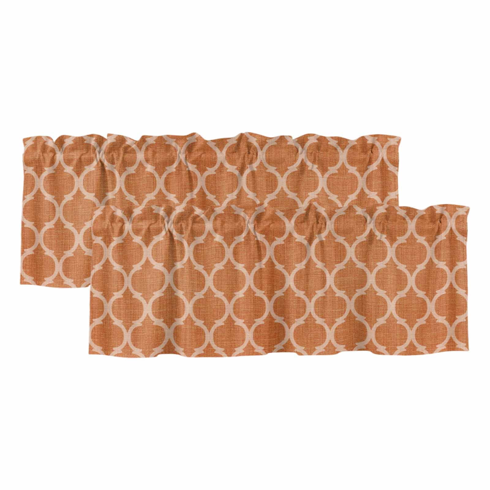 2 Panels Orange Morocco Valance for Windows, Farmhouse Ethnic Geometric ...
