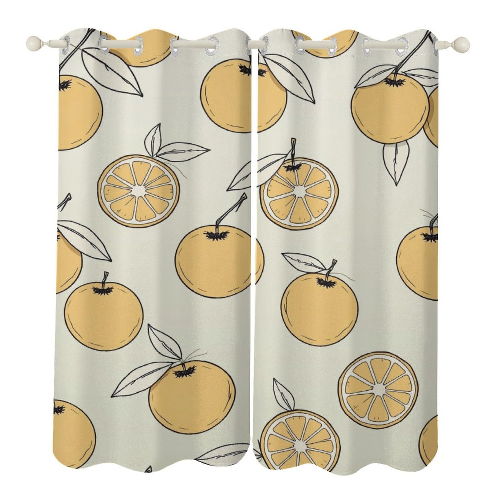 2 Panels Oranges Seamless Patter Curtains for Bedroom Living Room ...