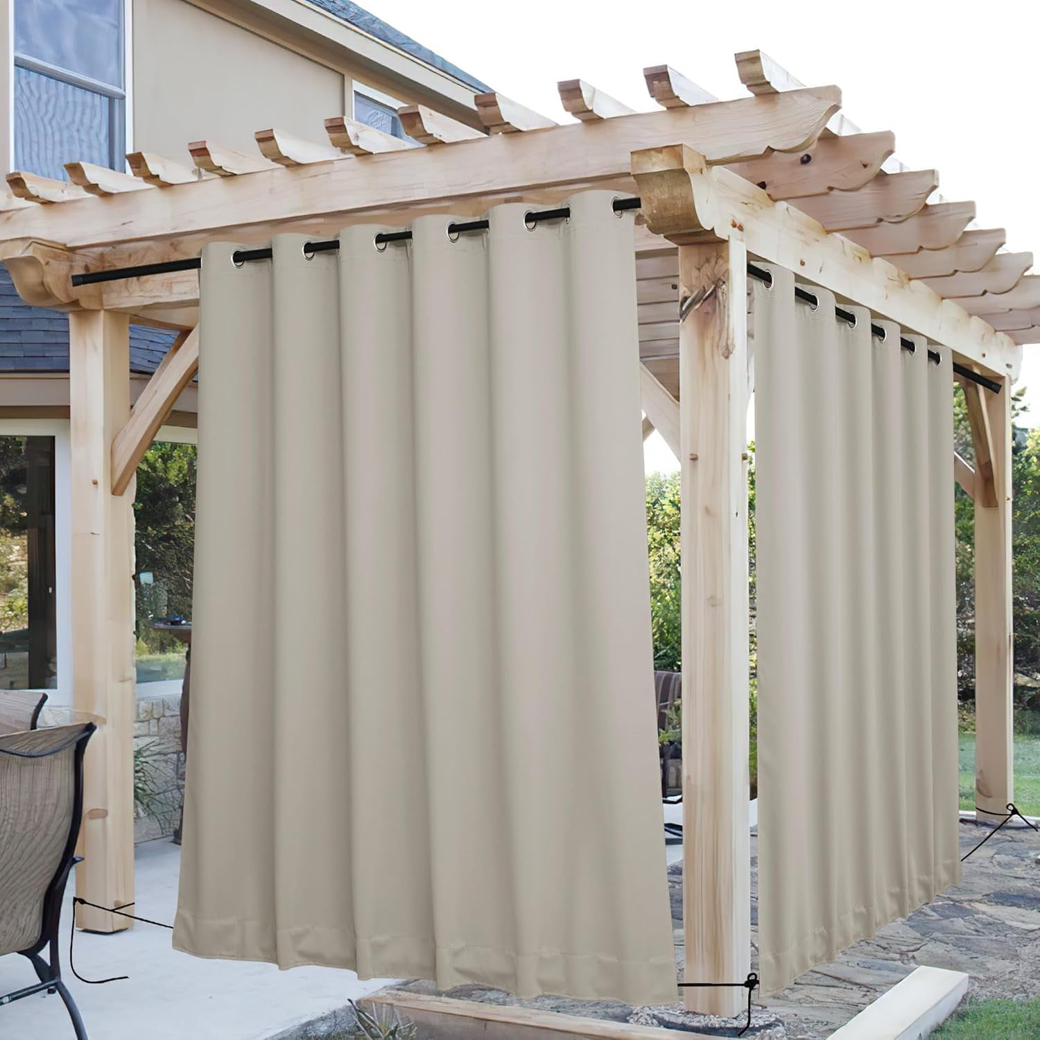 2 Panels Outdoor Curtains for Patio Extra Wide 84", Waterproof ...