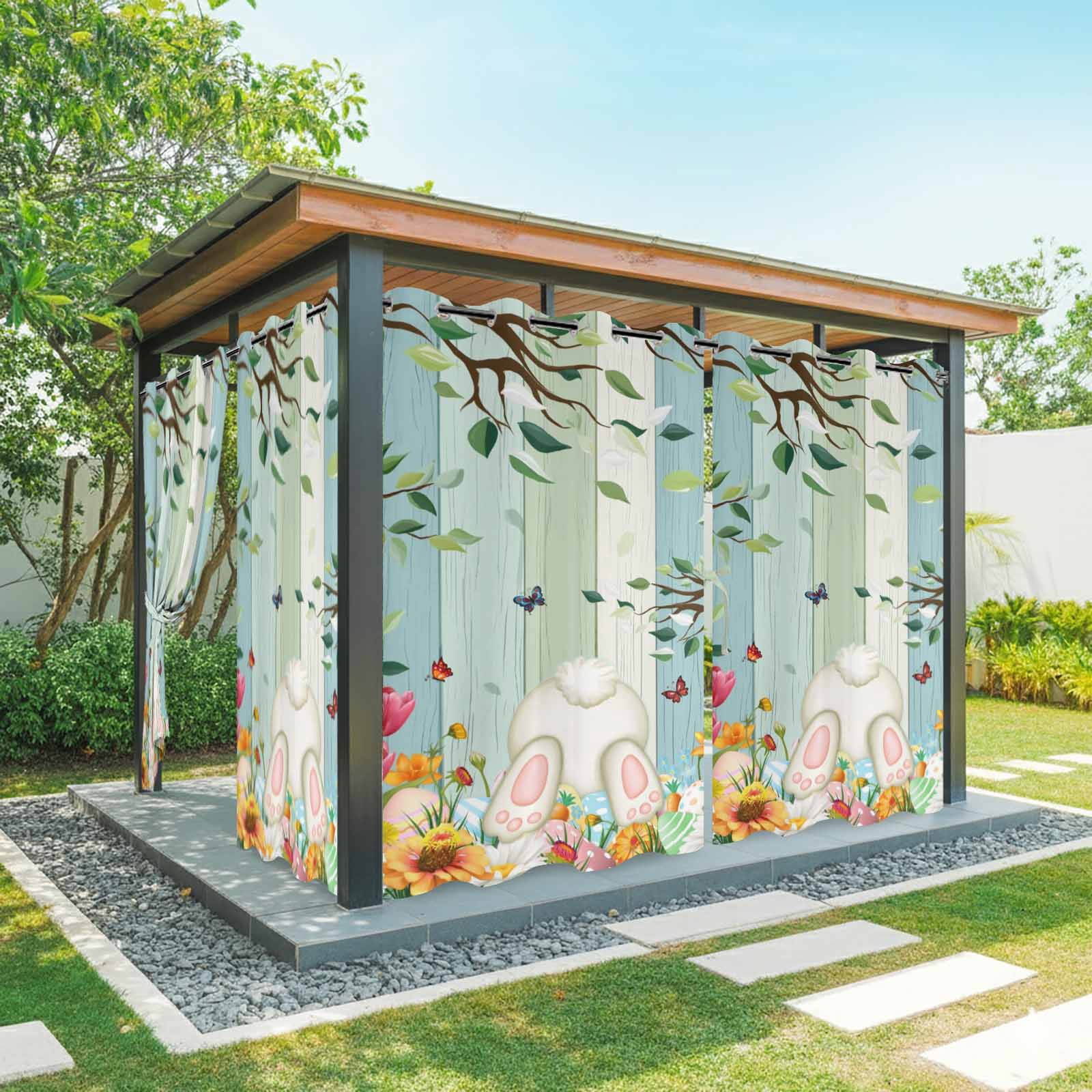 2 Panels Outdoor Curtains for Patio Waterproof 54"x108" Easter ...
