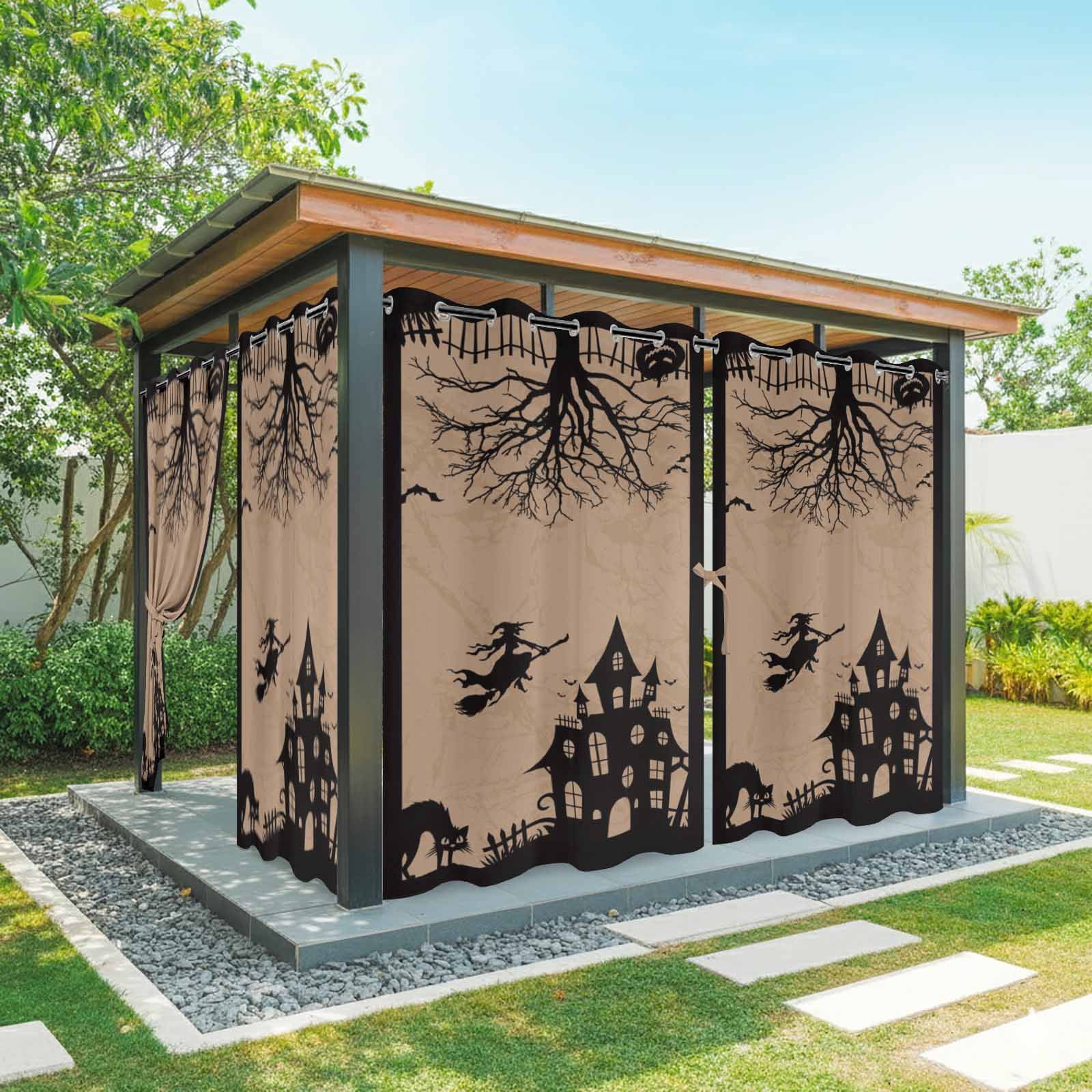 2 Panels Outdoor Curtains for Patio Waterproof 54"x108" Halloween ...