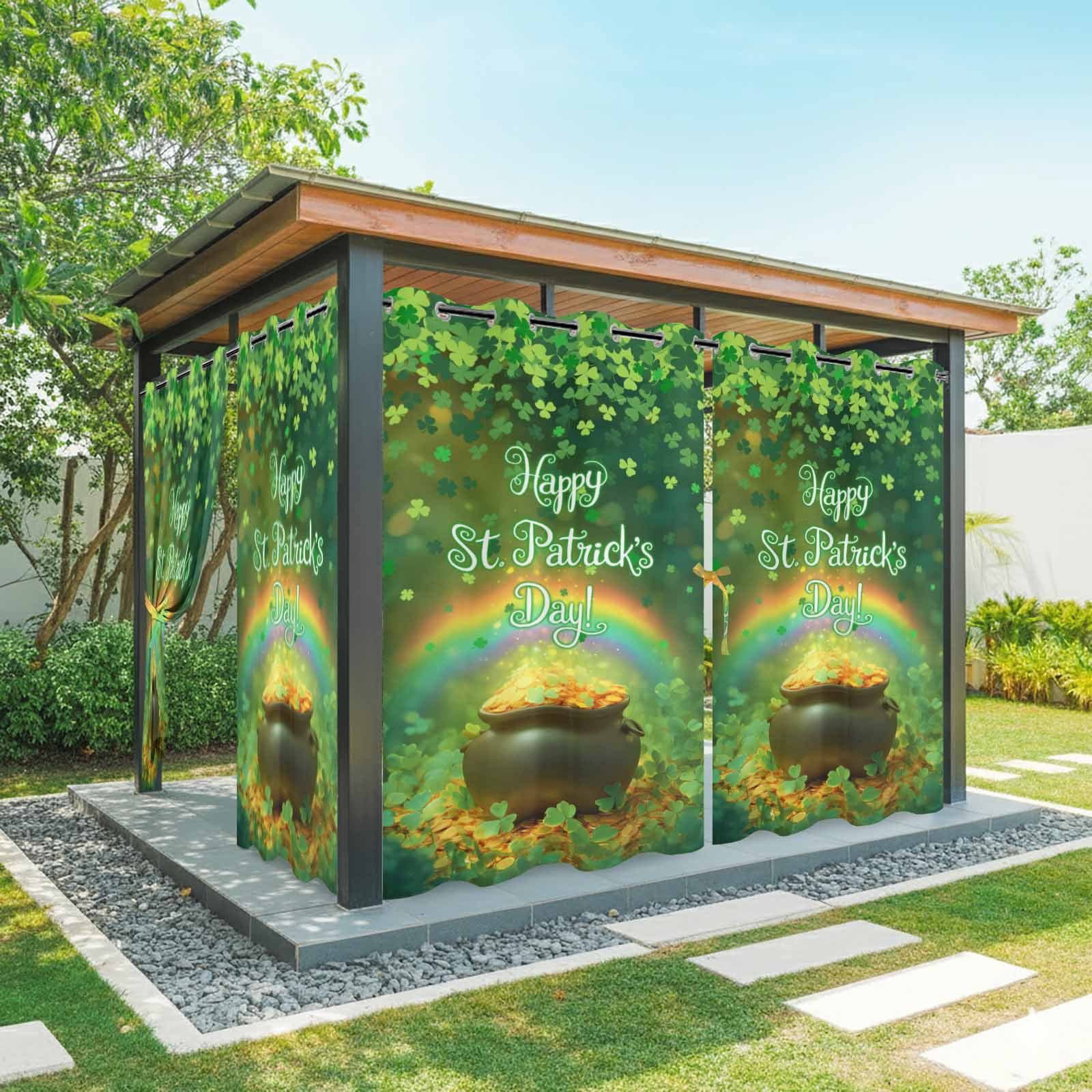 2 Panels Outdoor Curtains for Patio Waterproof 54"x84" Saint Patrick's ...