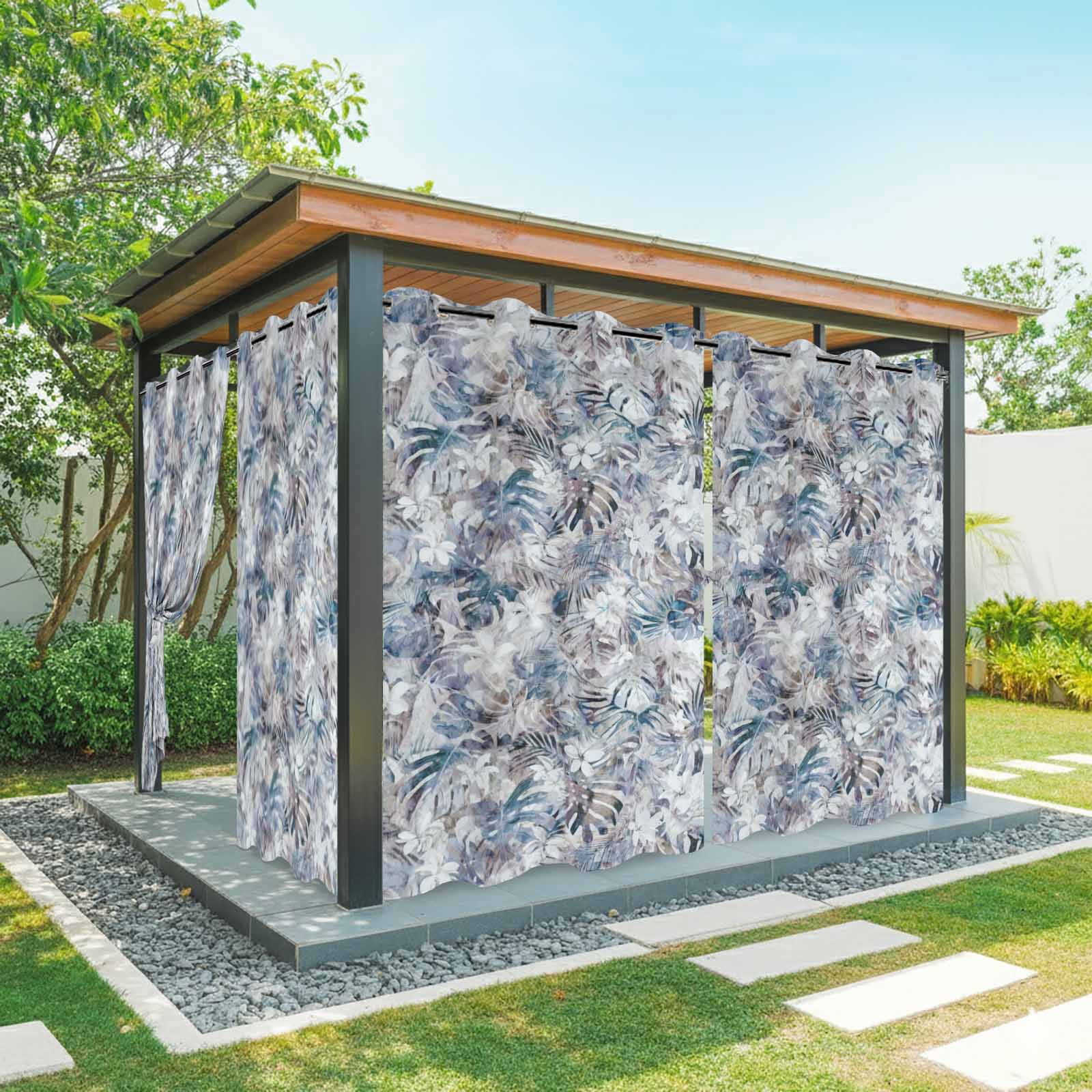 2 Panels Outdoor Curtains for Patio Waterproof 54"x95" Palm Leaves ...