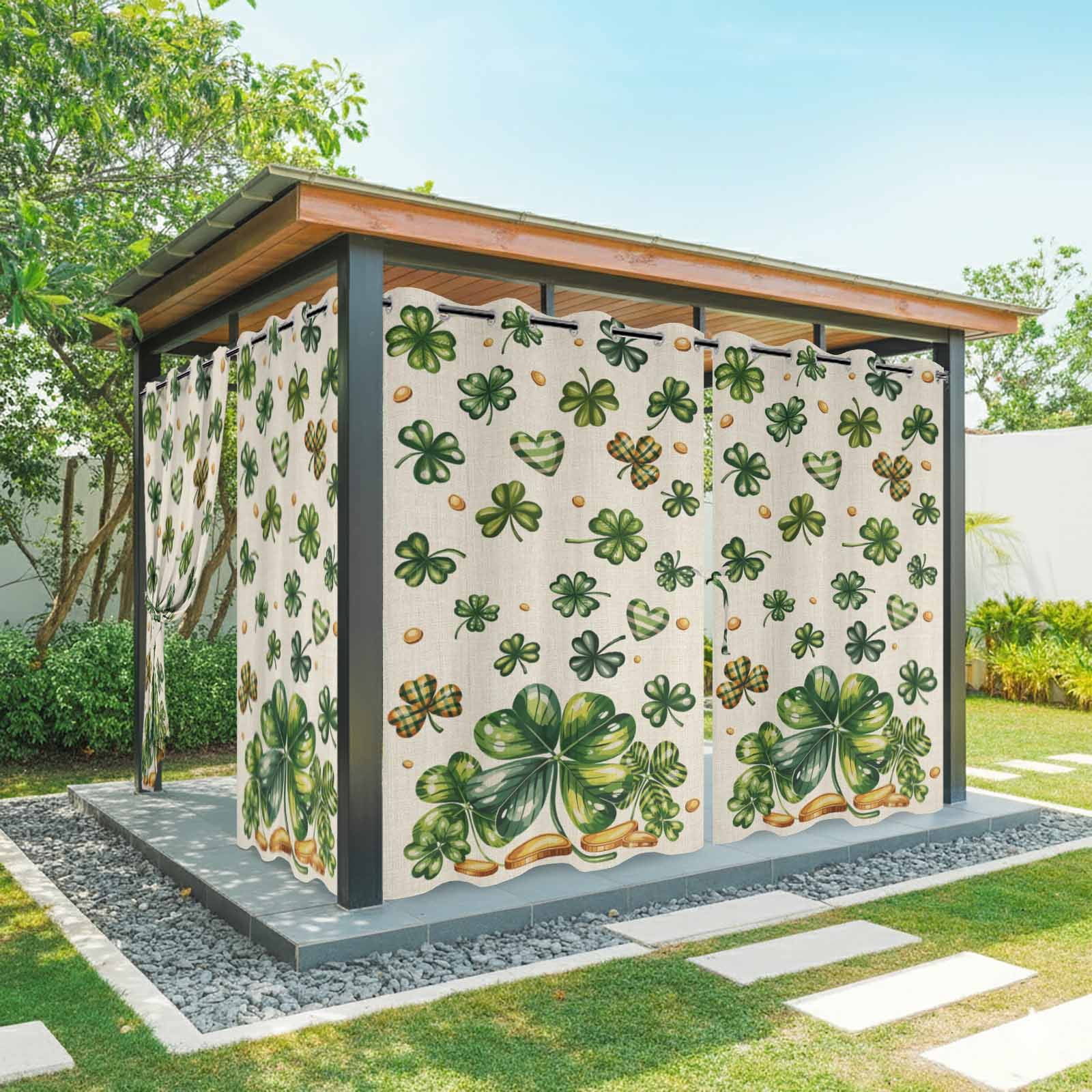 2 Panels Outdoor Curtains for Patio Waterproof 54"x95" St Patrick's Day ...