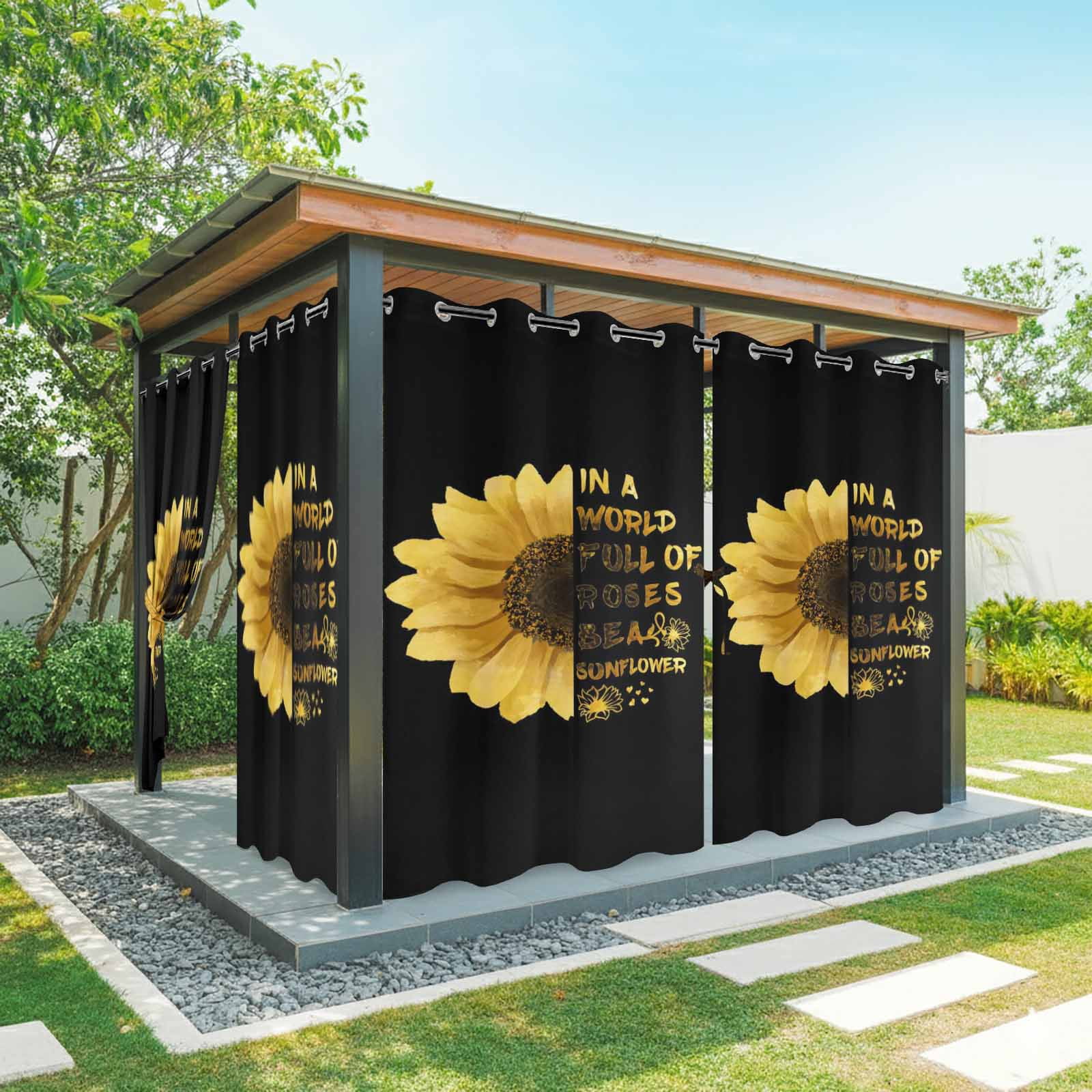 2 Panels Outdoor Curtains for Patio Waterproof 54"x95" Yellow ...