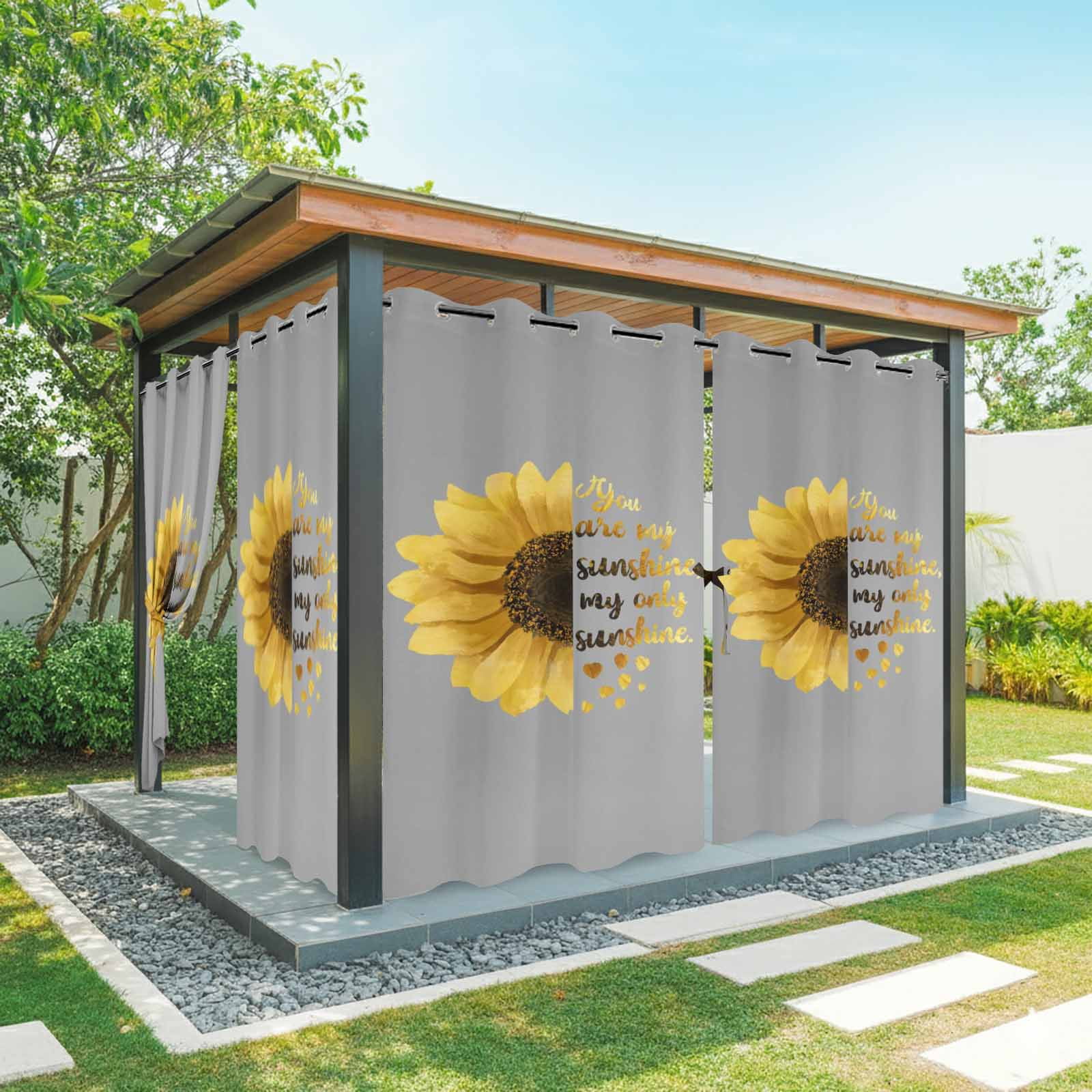 2 Panels Outdoor Curtains for Patio Waterproof 54"x95" Yellow ...