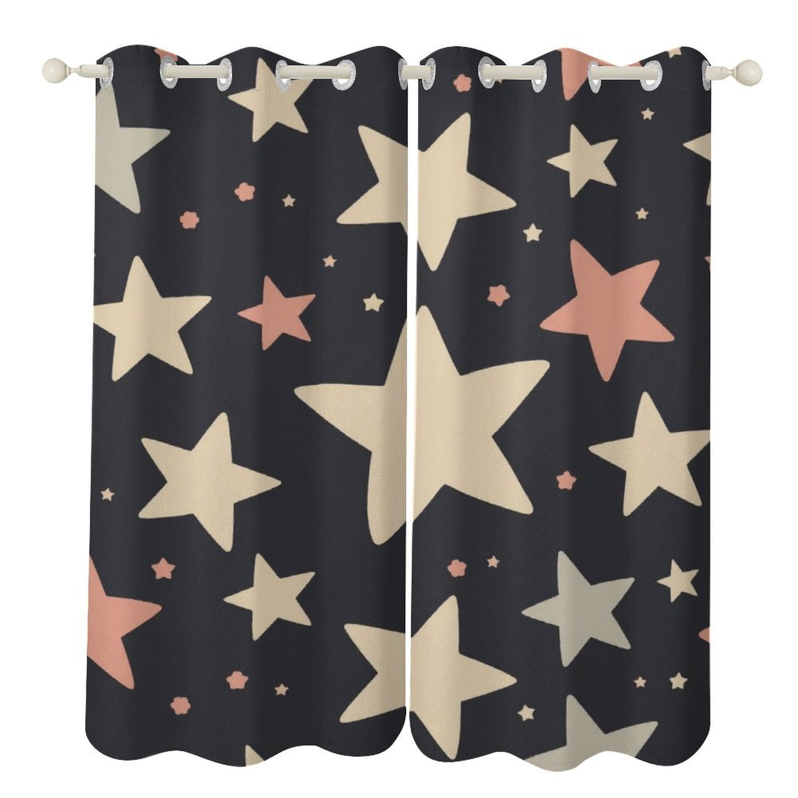 2 Panels Pastel Stars Pattern Curtains for Bedroom Living Room Drapes ...