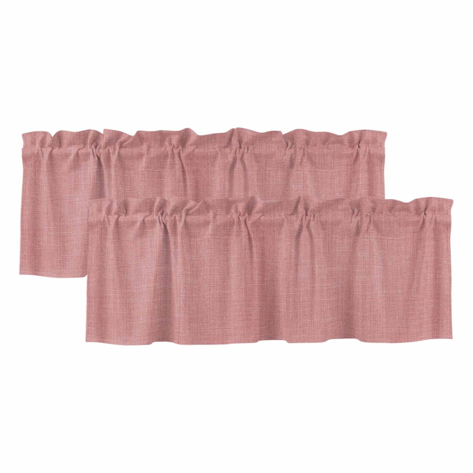 2 Panels Peach Pink Valance for Windows, Farmhouse Burlap Solid Pink ...