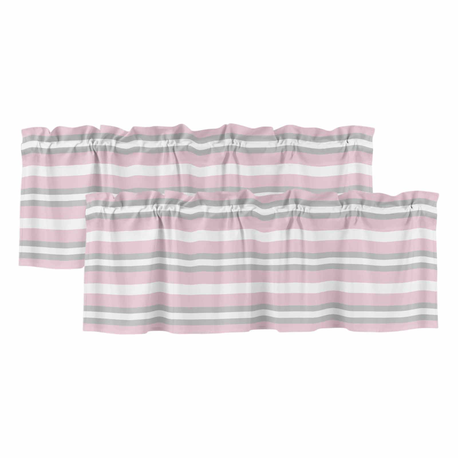 2 Panels Pink Grey Stripe Valance for Windows, Farmhouse Modern Art ...