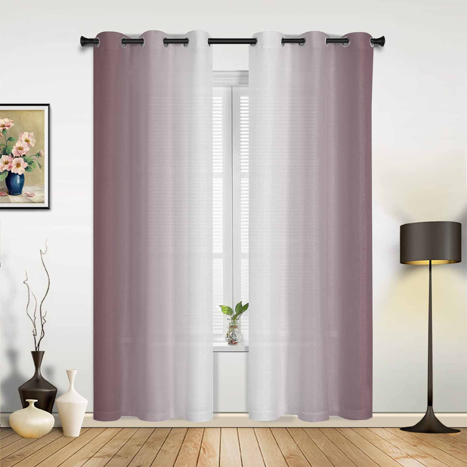 2 Panels Pink White Gradient Curtains for Bedroom Living Room Drapes ...