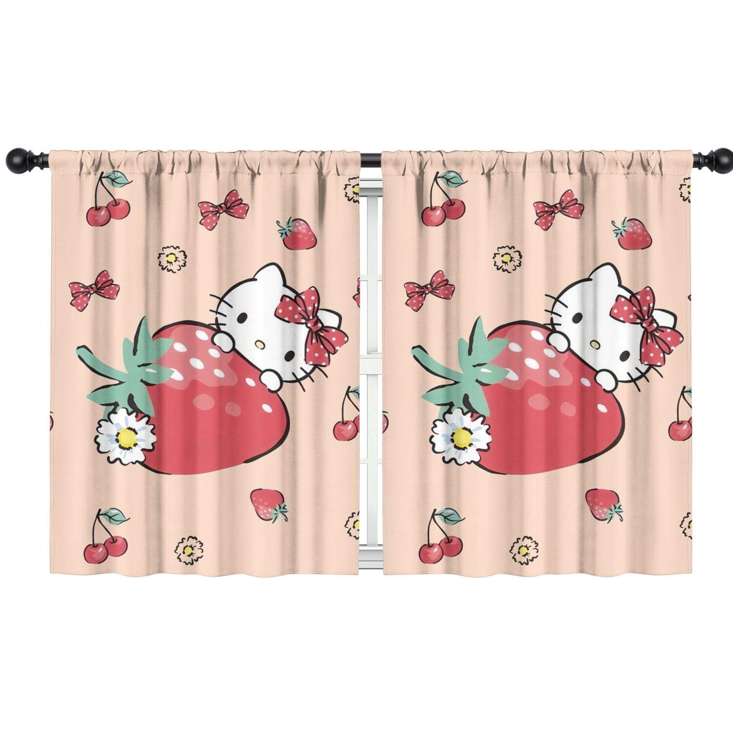 2 Panels Print Pattern Nursery Curtains Boys Girls Kids Hello Kawaii ...