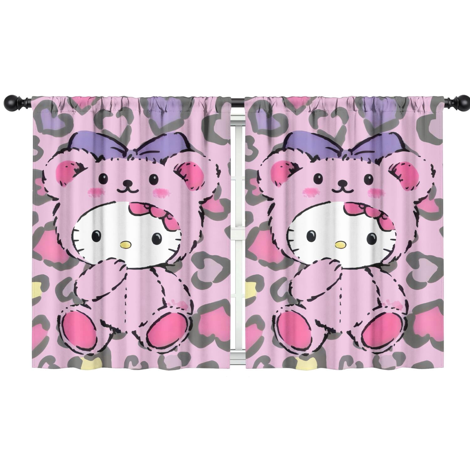 2 Panels Print Pattern Nursery Curtains Boys Girls Kids Hello Kawaii ...