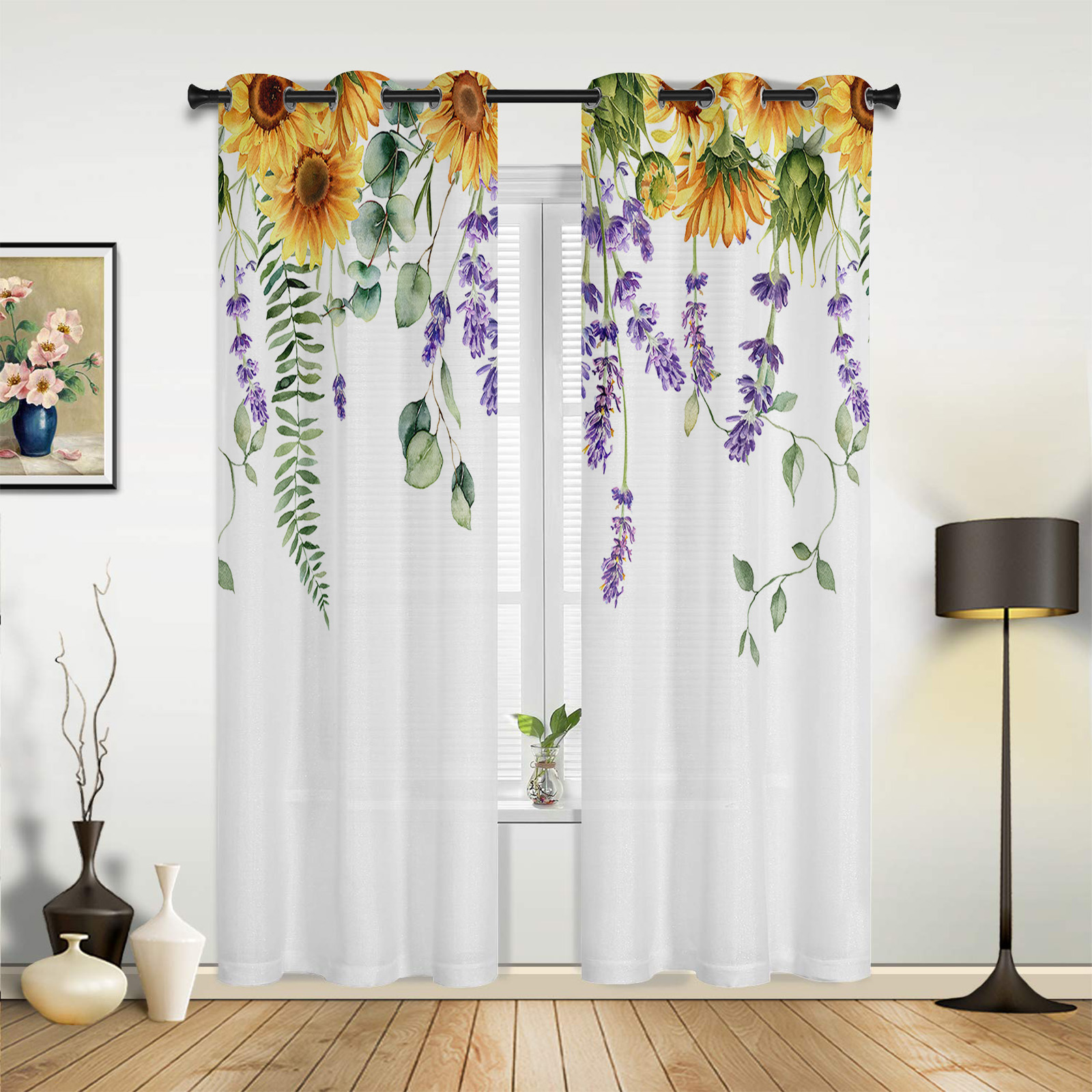 2 Panels Purple Flower Lavender Romance Curtains for Bedroom Living ...