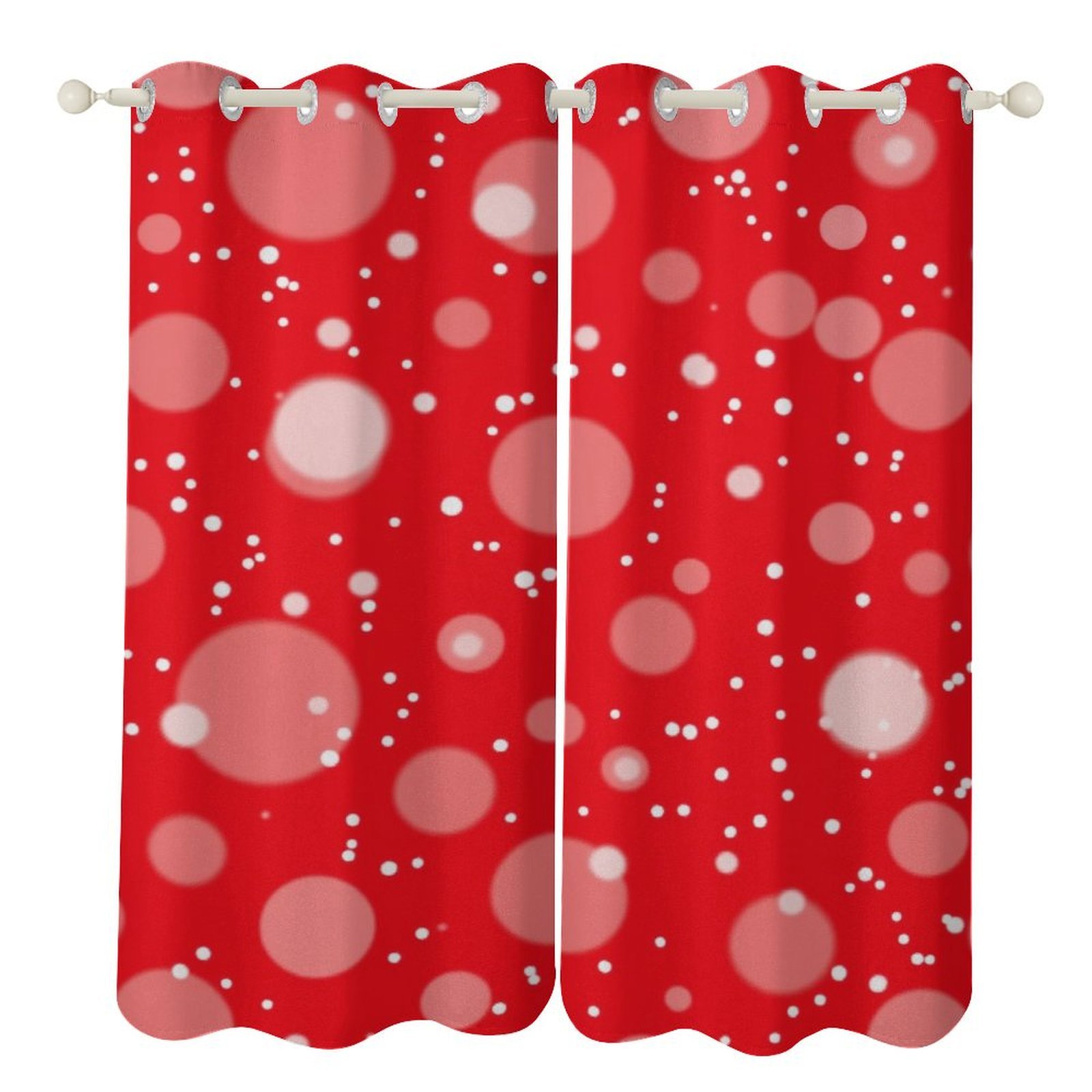 2 Panels Red Bubble Background Curtains for Bedroom Living Room Drapes ...