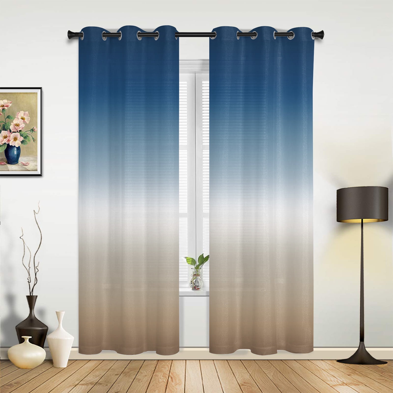 2 Panels Red Gray Gradient Abstract Curtains for Bedroom Living Room ...